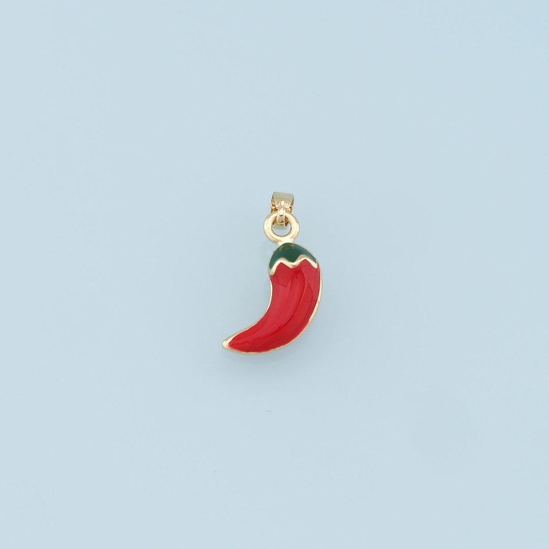 Gold Chili Charms,18k Gold Filled Chili Pendant,enamel Chili Charm ...