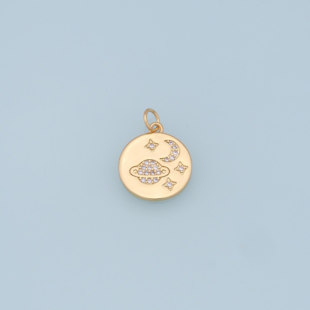 Gold Saturn Charms,18k Gold Filled Saturn Pendant,stars Moon Charm ...