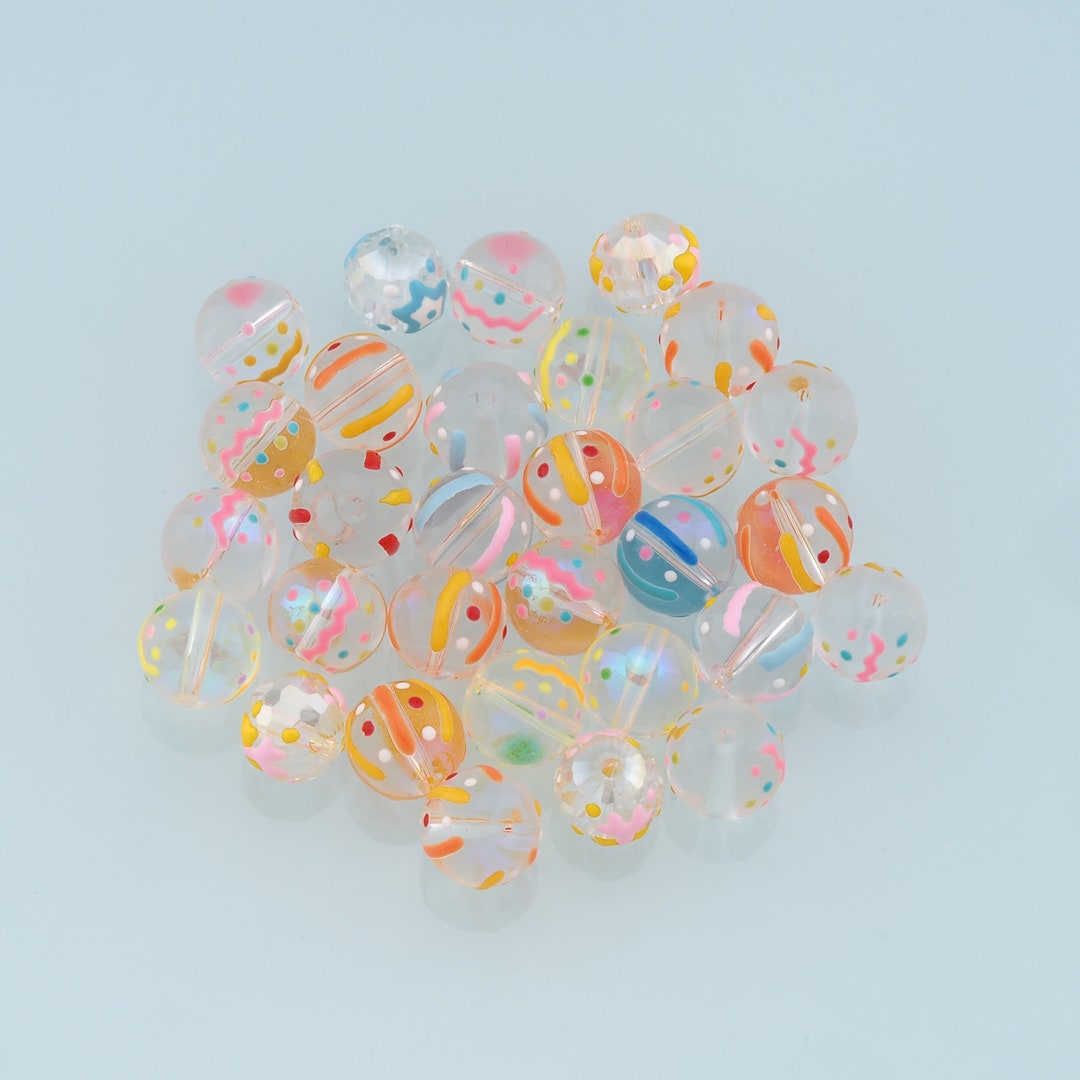 Mixed 30pcs Glass Round Beads,enamel Bead,lampwork Colorful Round Beads ...