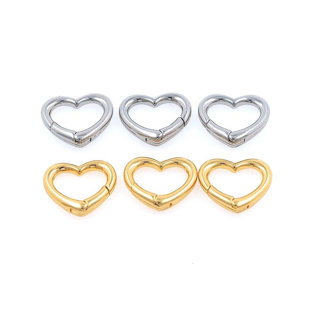 18K Gold Filled Gold Silver Spring Gate Ring Heart Clasp,push Clip ...