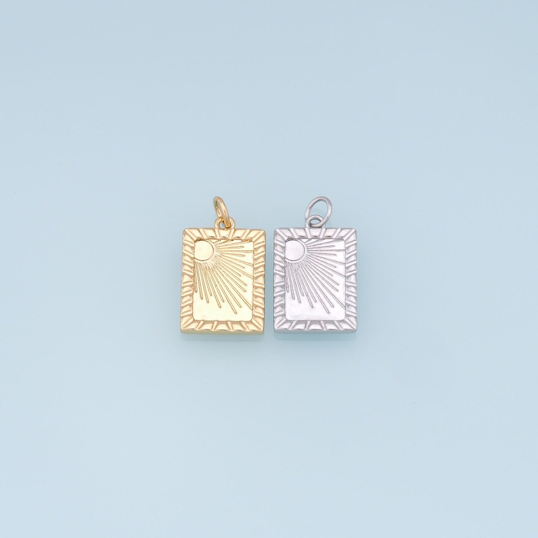 Gold Square Sun Charms,18k Gold Filled Sun Pendant,celestial Charm ...