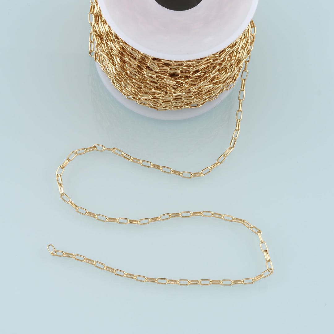 Gold Paper Clip Chain,18k Gold Filled Oval Chain for Necklace Bracelet ...