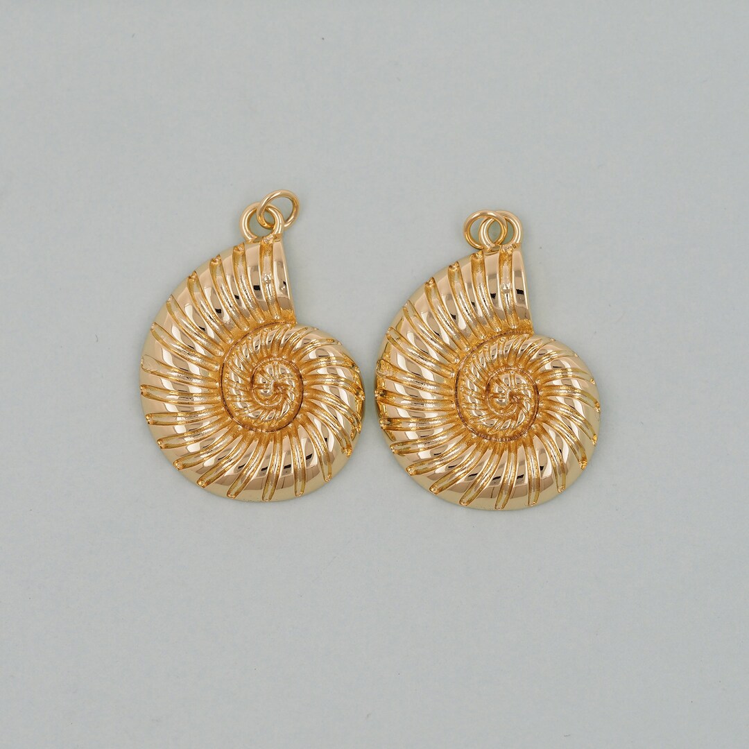 Gold Shell Charms,18k Gold Filled Conch Shell Pendant,conch Shell Charm ...