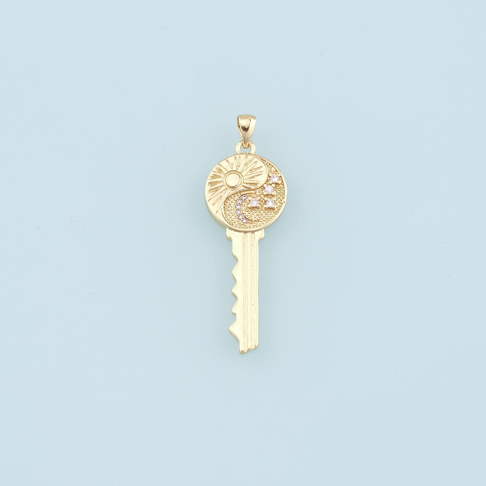 Gold Sun Moon Key Charms,18k Gold Filled Key Pendant,star Key Charm ...