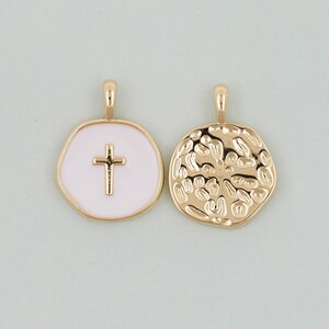 18K Gold Filled Cross Pendant,enamel Cross Charm Bracelet Necklace for ...