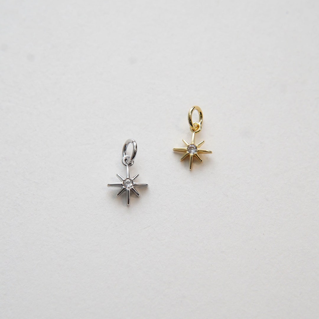 Gold Star Charms,18k Gold Filled Starburst Pendant,north Star Charm ...