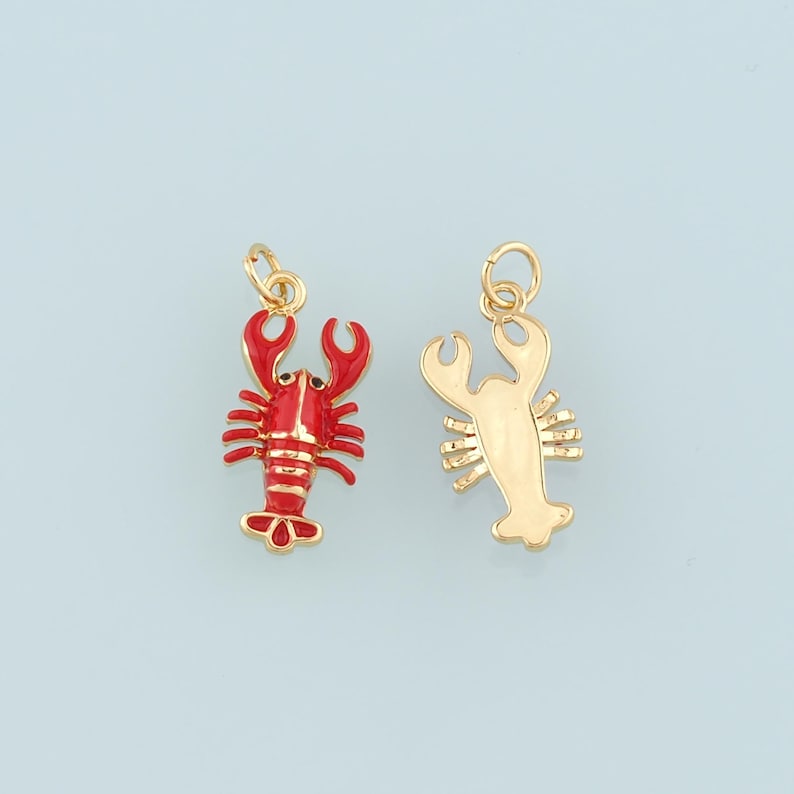 Cute Lobster Charms,18k Gold Filled Enamel Lobster Pendant,kawaii Ocean ...