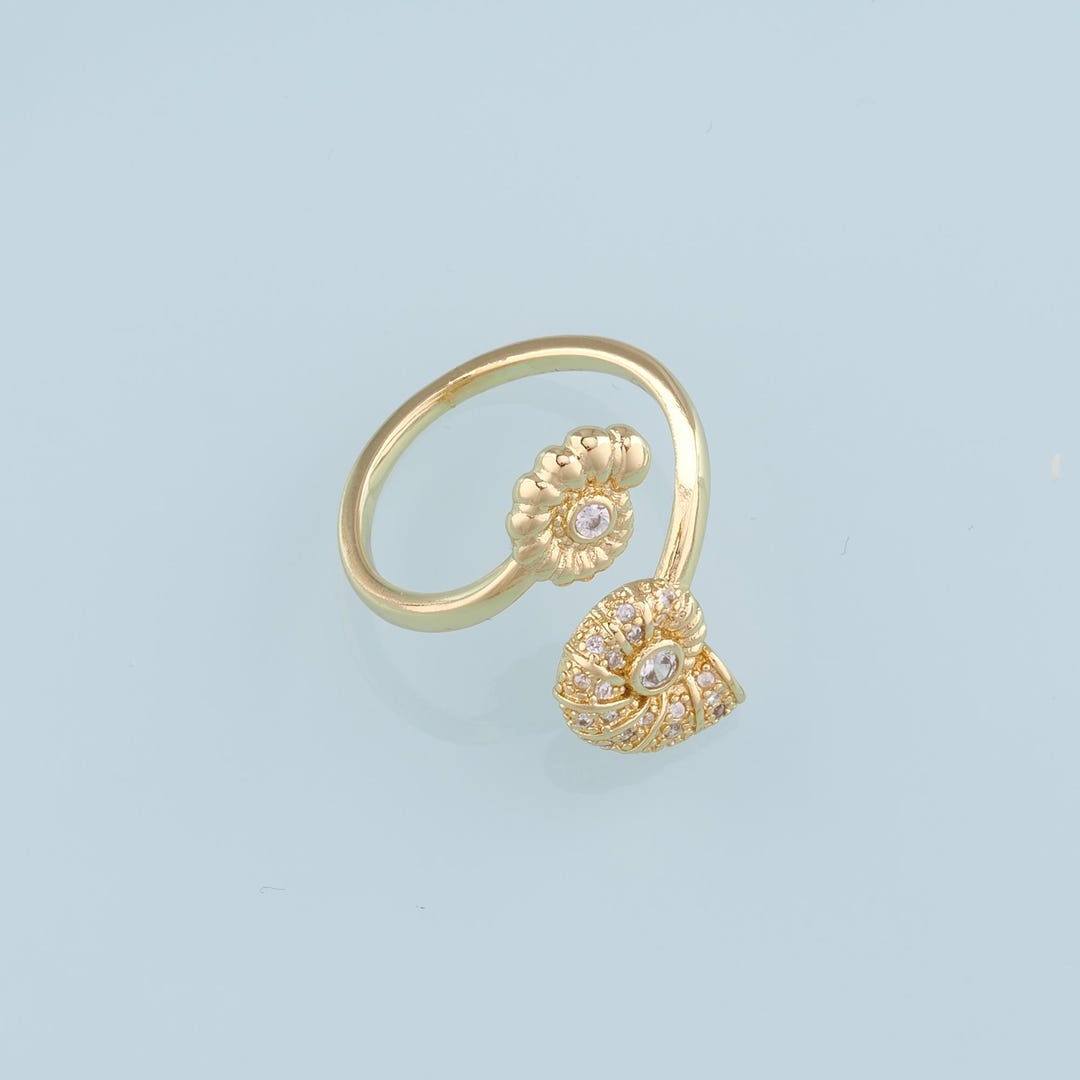Gold Shell Ring,18k Gold Filled CZ Micro Pave Conch Ring,classic Little ...