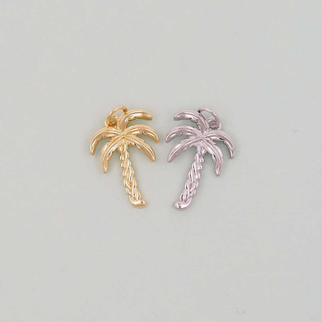 Gold Palm Tree Charms,18k Gold Filled Palm Tree Pendant,silver Coconut ...
