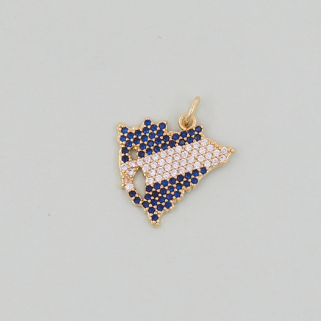 18K Gold Filled Map Pendant,map Charm Bracelet Necklace for DIY Jewelry ...