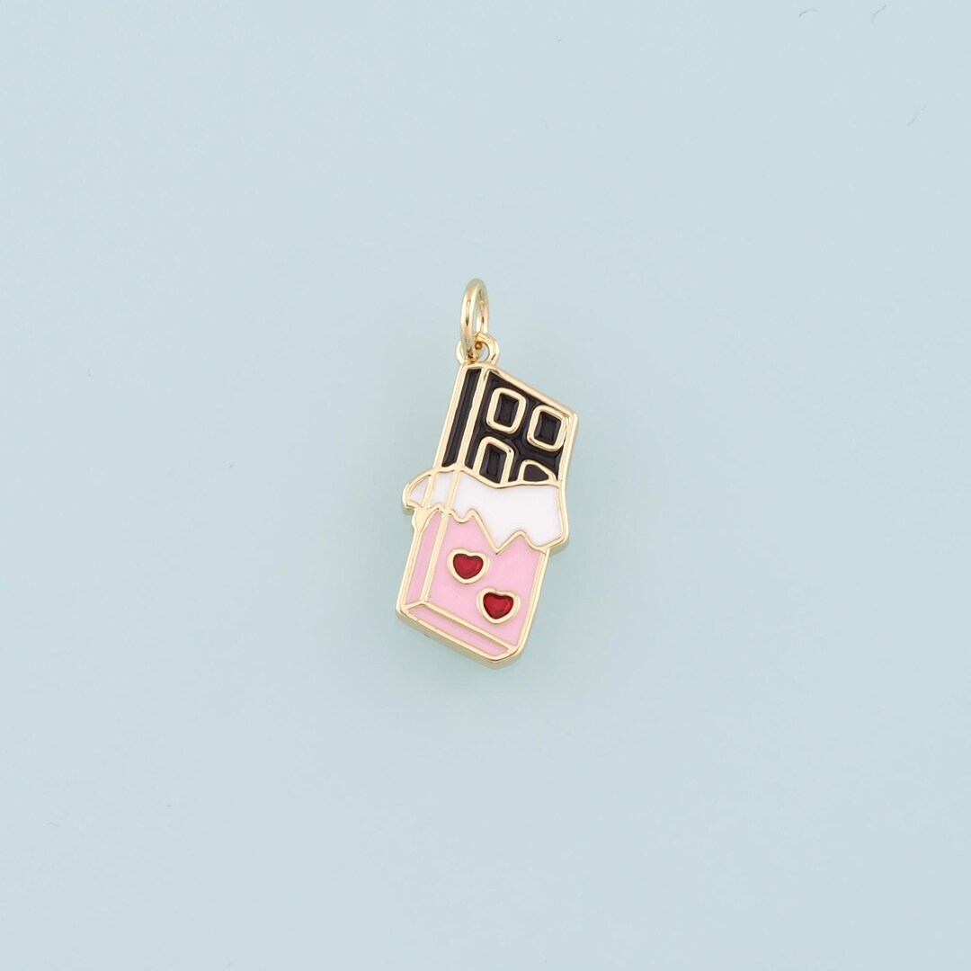 Gold Chocolate Charms,18k Gold Filled Candy Pendant,enamel Chocolate ...