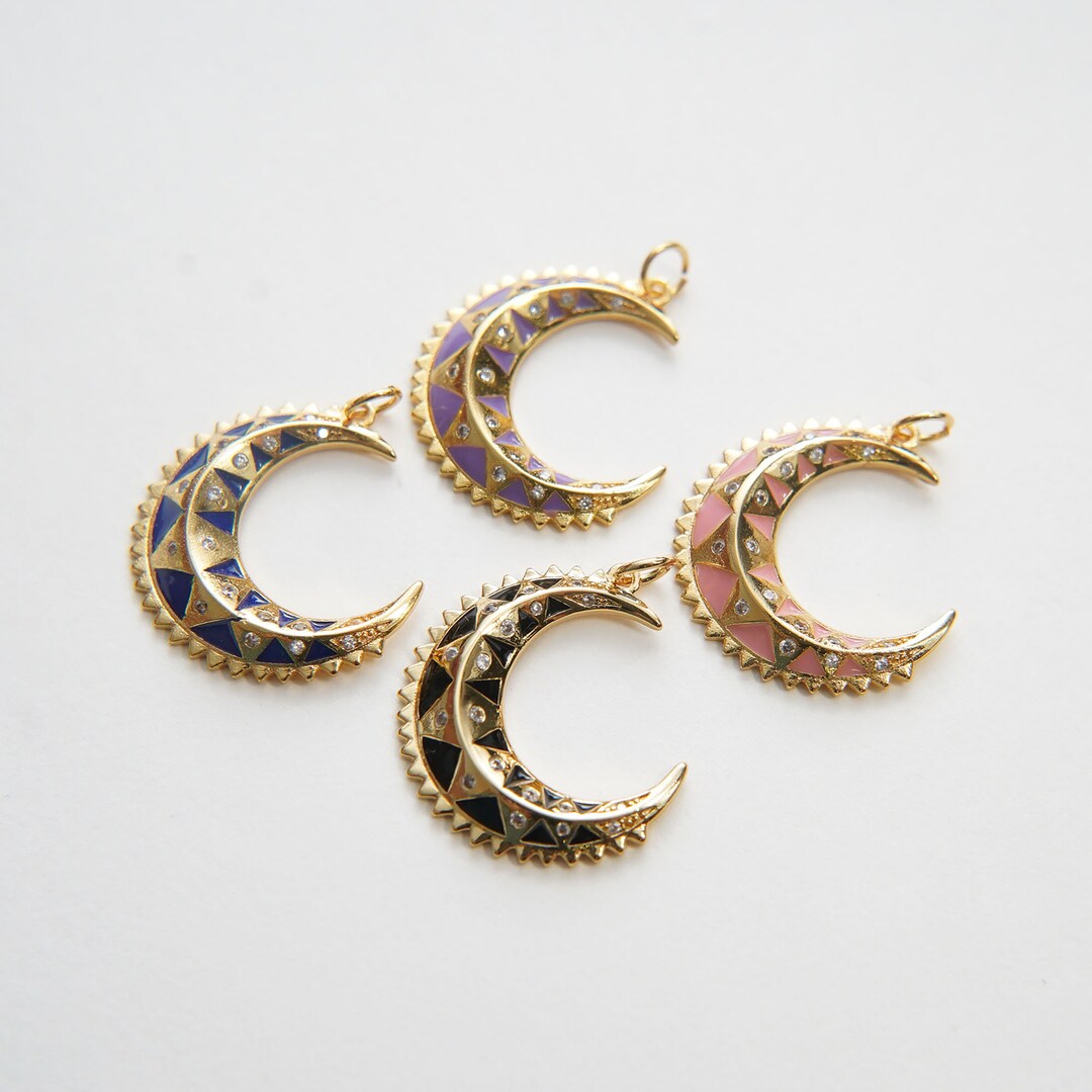 Gold Moon Charms,18k Gold Filled Moon Pendant,celestial Charm Bracelet ...