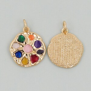Gold Round Palette Charms,18k Gold Filled Round Pendant,round Charm ...