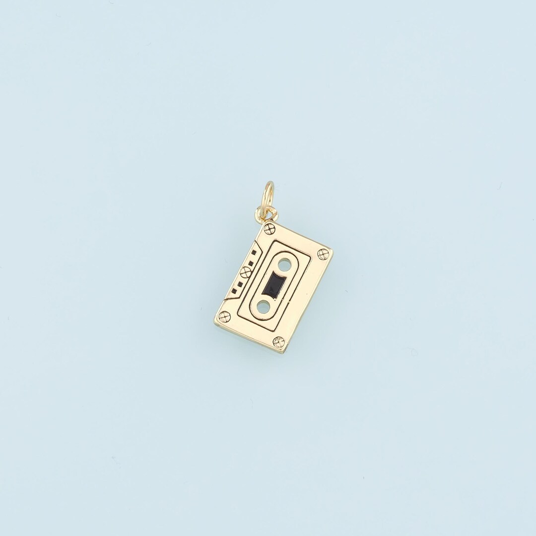 18K Gold Filled Tape Pendant,cassette Tape Charm Bracelet Necklace for ...