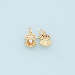 Gold Pearl Shell Charms,18k Gold Filled Shell Pendant,cz Micro Pave ...