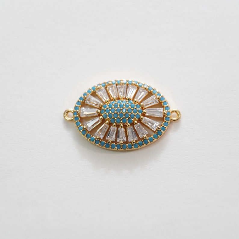 Gold Oval Connector Charms,18k Gold Filled CZ Oval Pendant,oval Charm ...