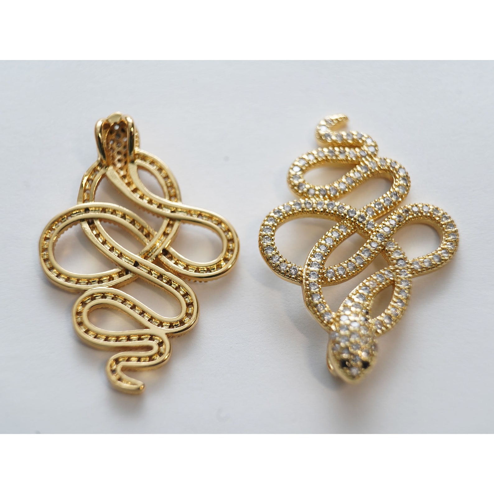 Gold Snake Charms,18k Gold Filled CZ Micro Pave Snake Pendant,snake ...