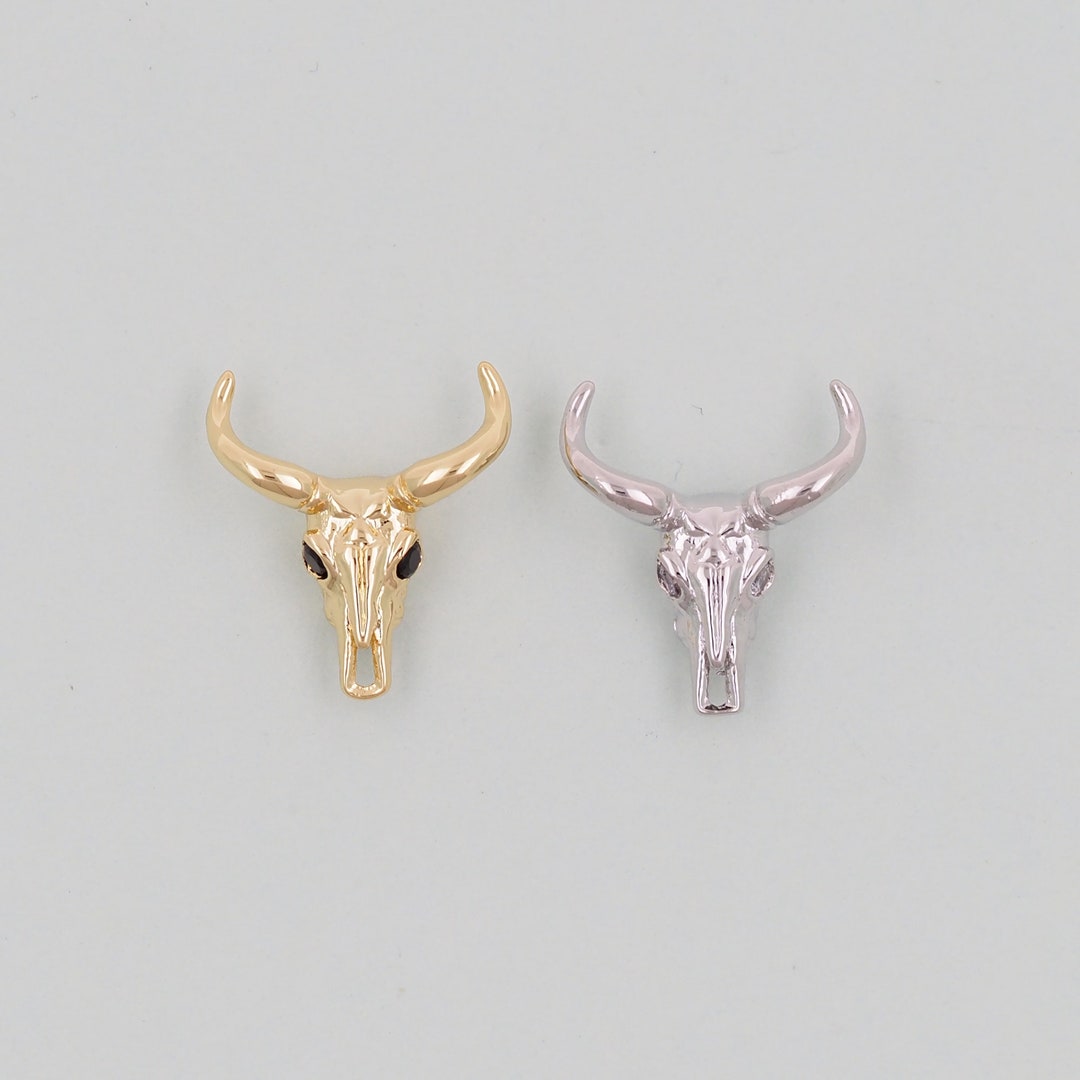 Gold Bull Head Charms,18k Gold Filled Bull Head Pendant,silver Bull ...