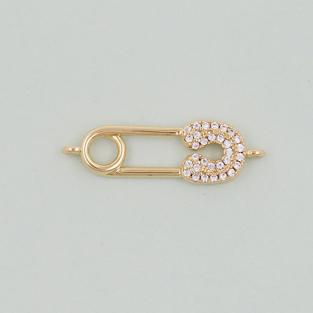 18K Gold Filled Safety Pin Connector Charm for DIY Necklacee Jewelry ...
