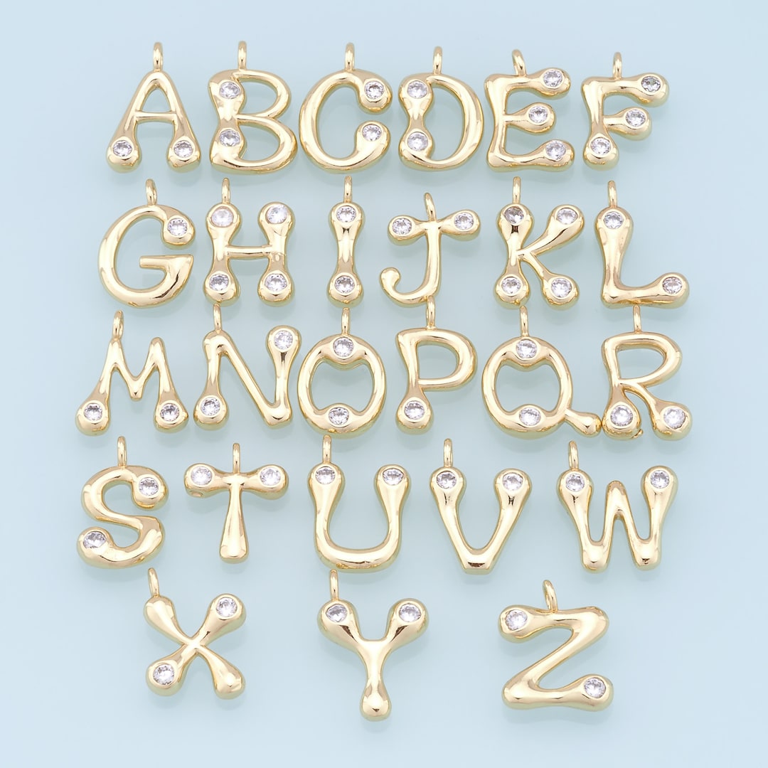 Gold Letter Charms,18k Gold Filled Letter Pendant,initial Charm ...