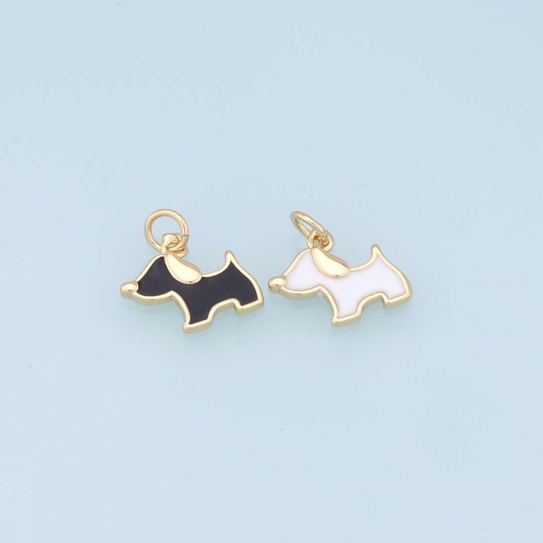 Gold Dog Charms,18k Gold Filled Enamel Dog Pendant,cute Dog Charm ...