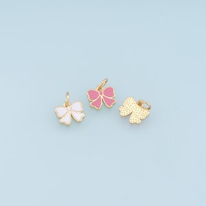 Gold Bow Charms,18k Gold Filled Enamel Bow Pendant,bow Tie Charm ...