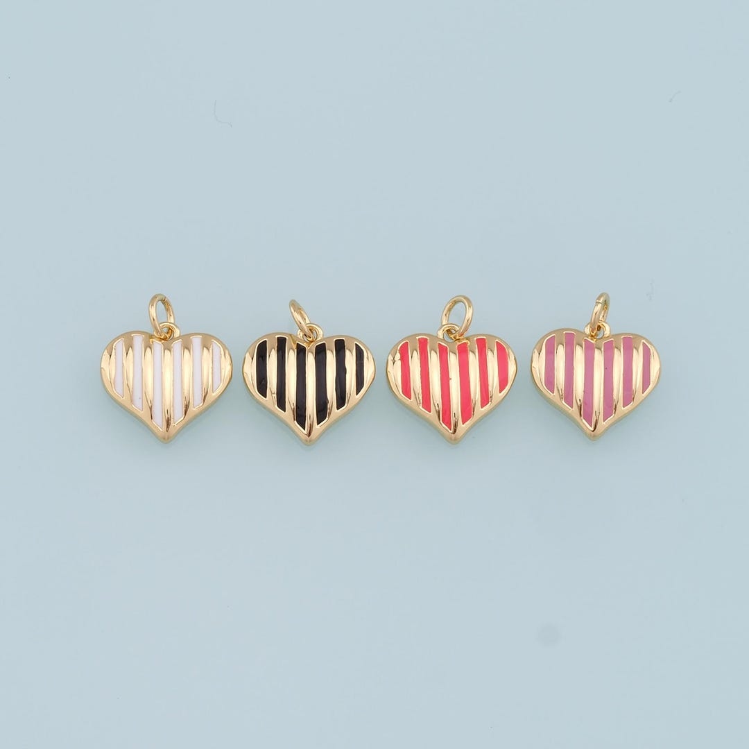 Gold Heart Charms,18k Gold Filled Heart Pendant,enamel Heart Charm ...