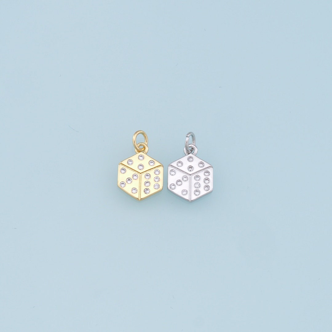 Gold Dice Charms,18k Gold Filled Dice Pendant,dice Charms Bracelet ...
