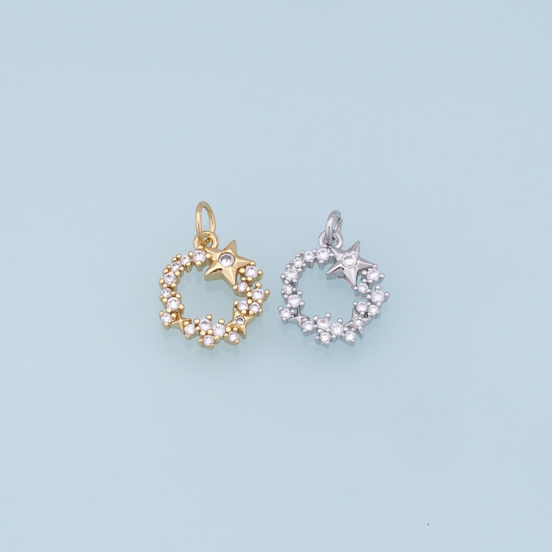 Gold Round Star Charms,18k Gold Filled Star Pendant,cz Star Charm ...