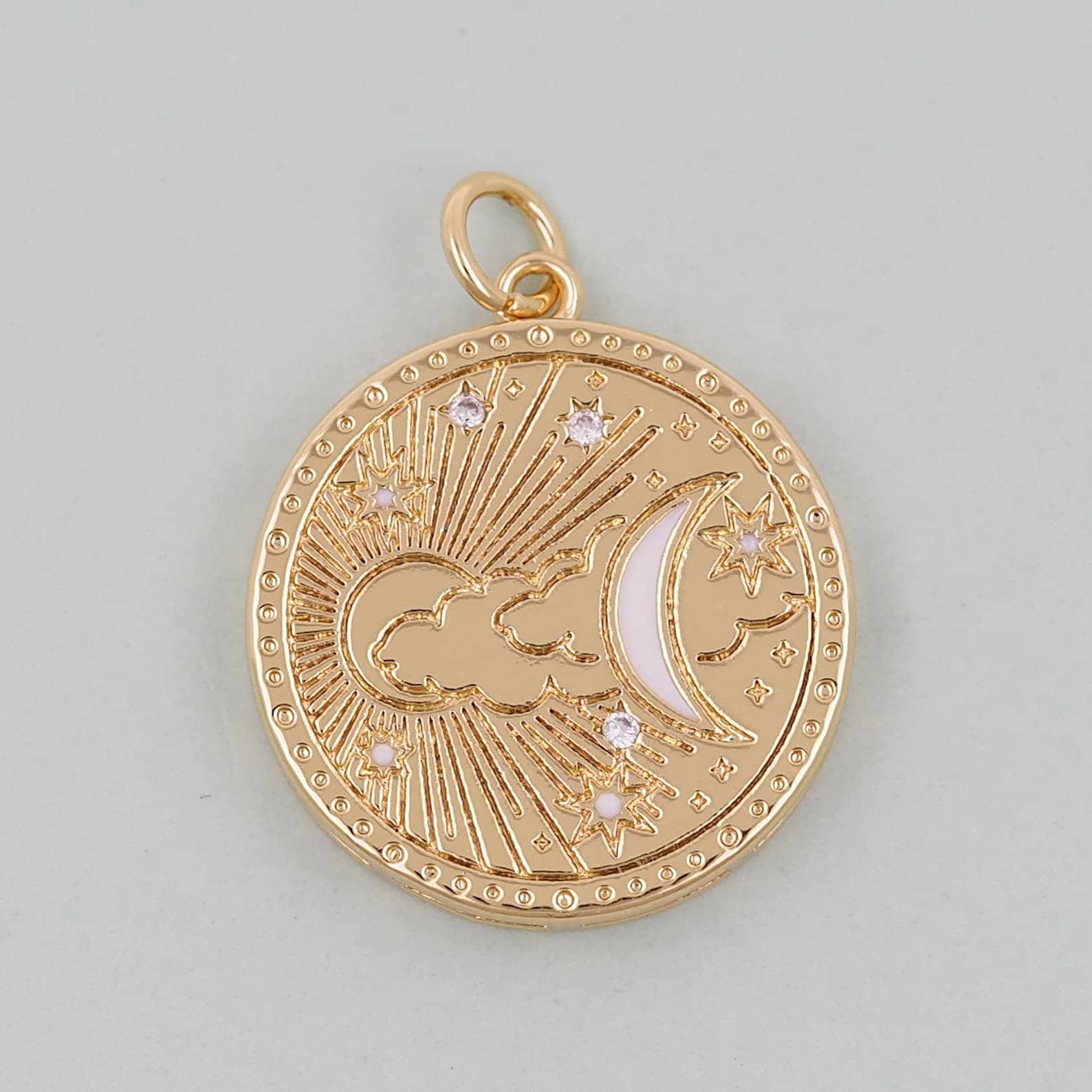 Gold Moon Charms,18k Gold Filled Moon Pendant,cz Micro Pave Celestial ...