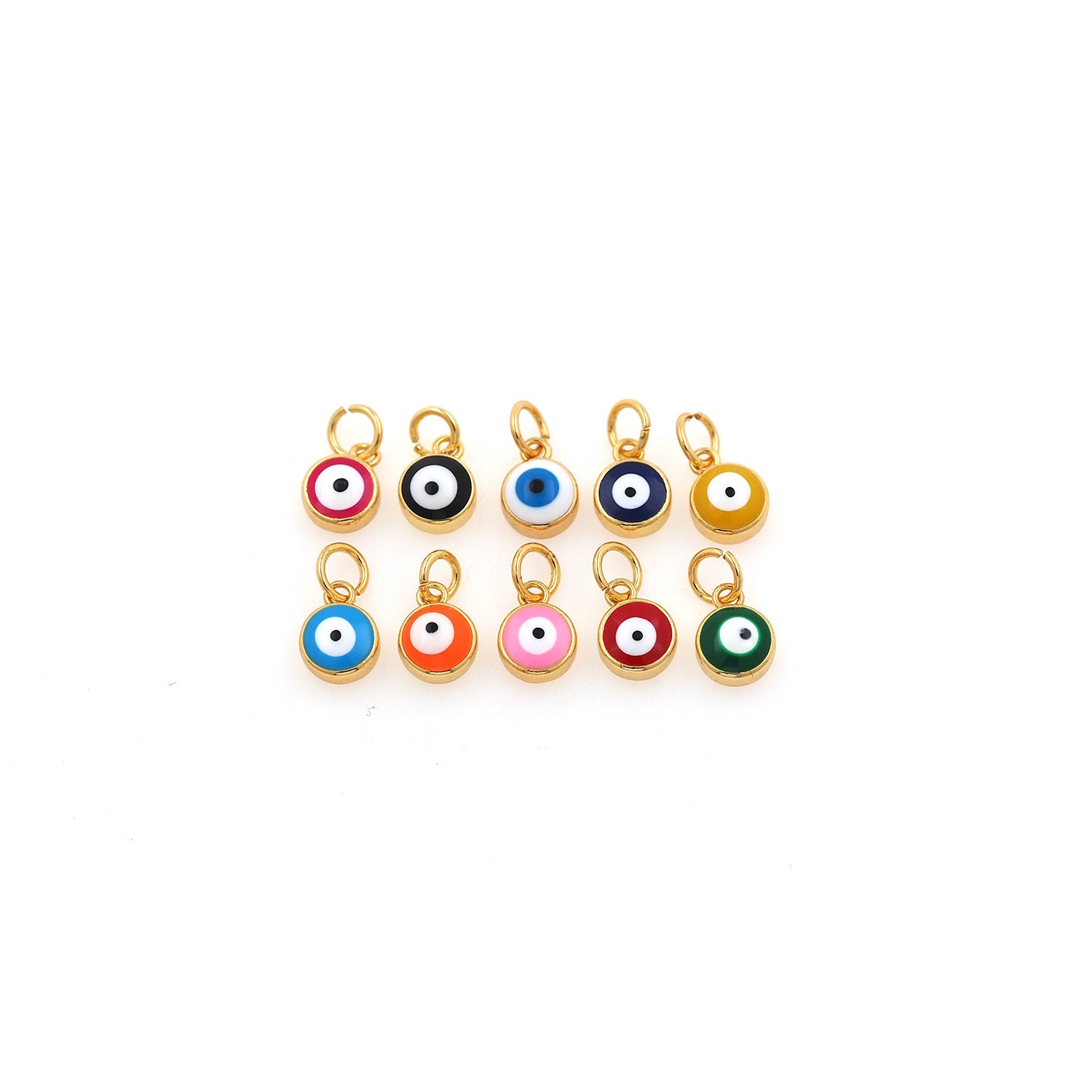 18K Gold Filled Tiny Evil Eye Pendant,blue Evil Eye Charm Necklace for ...