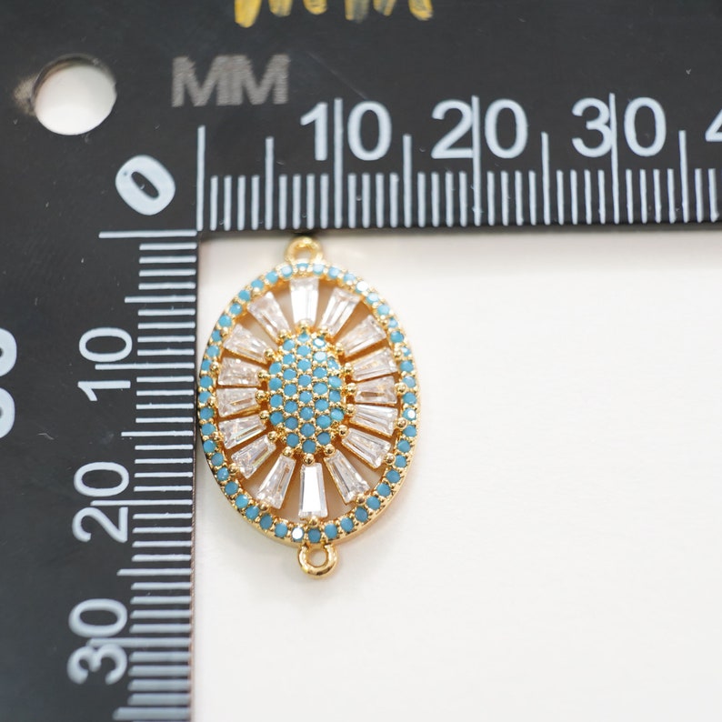 Gold Oval Connector Charms,18k Gold Filled CZ Oval Pendant,oval Charm ...