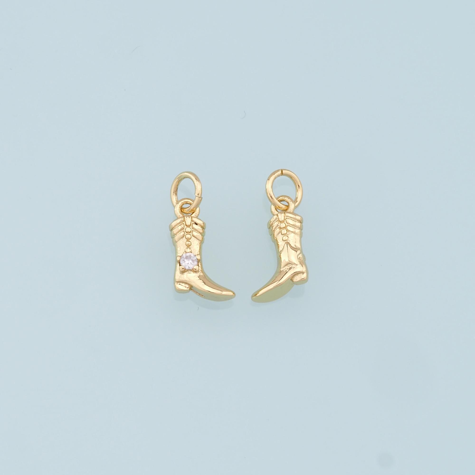 Gold Boots Charms,18k Gold Filled Boots Pendant,cowboy Boots Charm ...