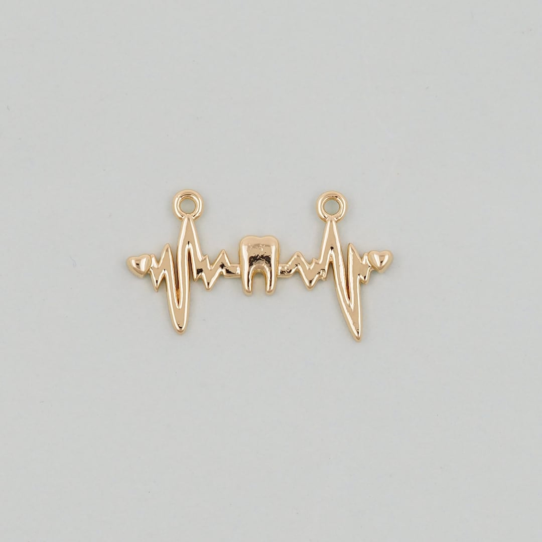 Gold Electrocardiogram ECG Charms,18k Gold Filled Electrocardiogram ...