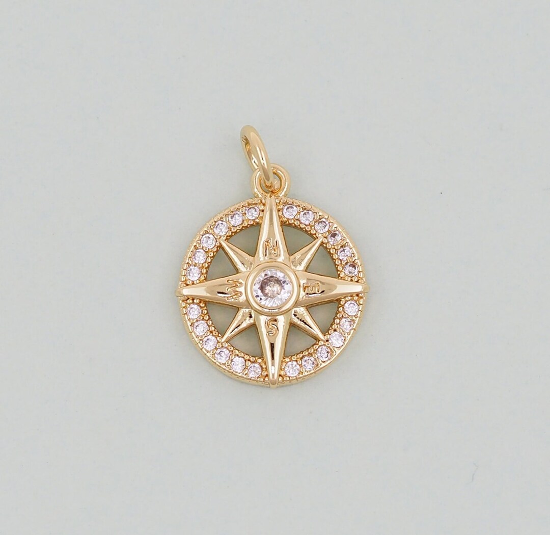 Gold Round North Star Charms,18k Gold Filled Starburst Pendant,north ...