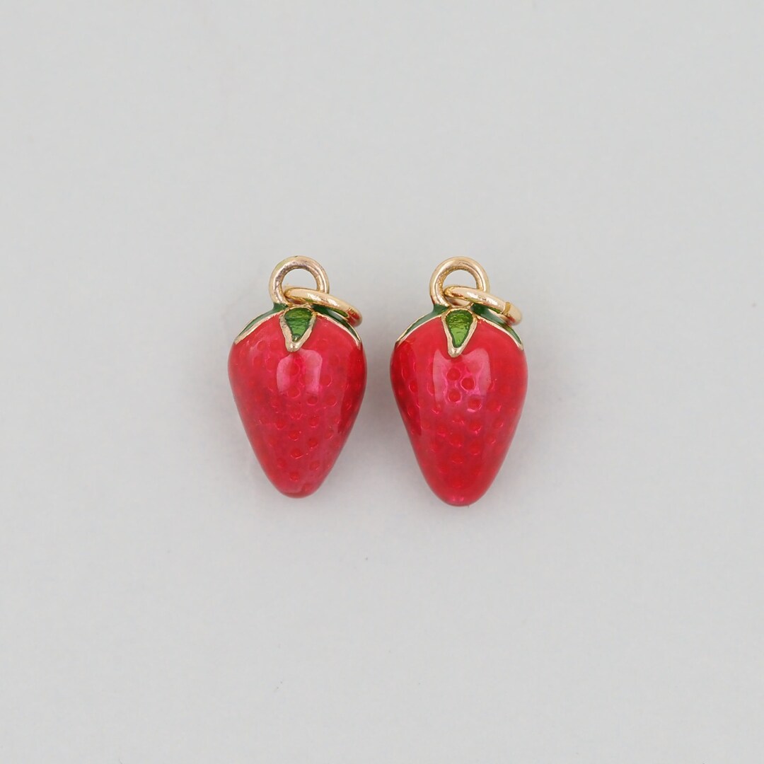 Gold Strawberry Charms,18k Gold Filled Strawberry Pendant Charm Bracelet Necklace for DIY ...