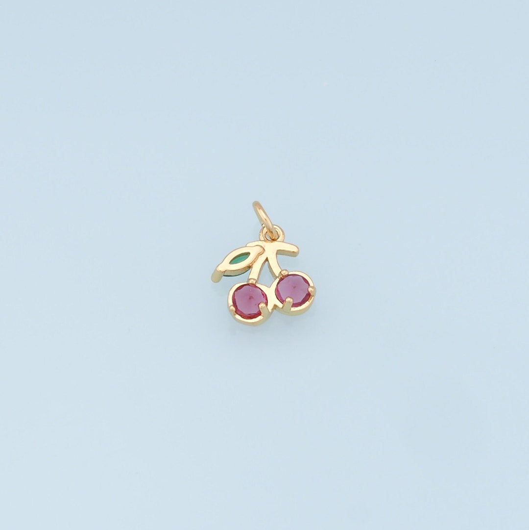 Gold Cherry Charms,18k Gold Filled Cherry Pendant,fruit Charm Bracelet ...