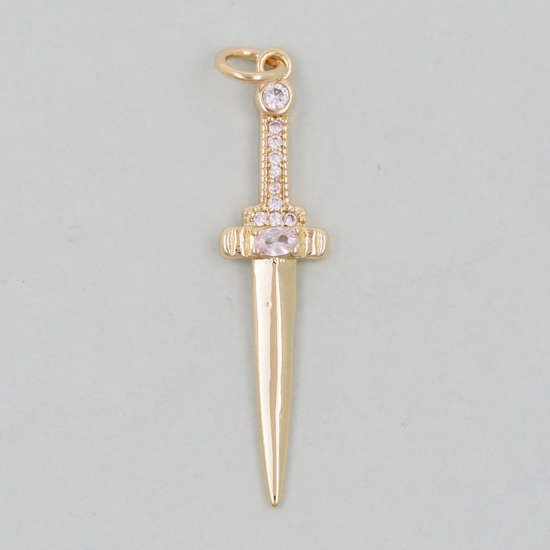 18K Gold Filled Dagger Pendant,dagger Charm Bracelet Necklace for DIY ...