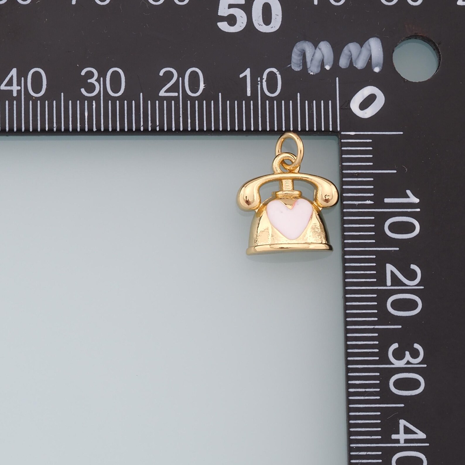 Gold Telephone Charms,18k Gold Filled Telephone Pendant,enamel ...