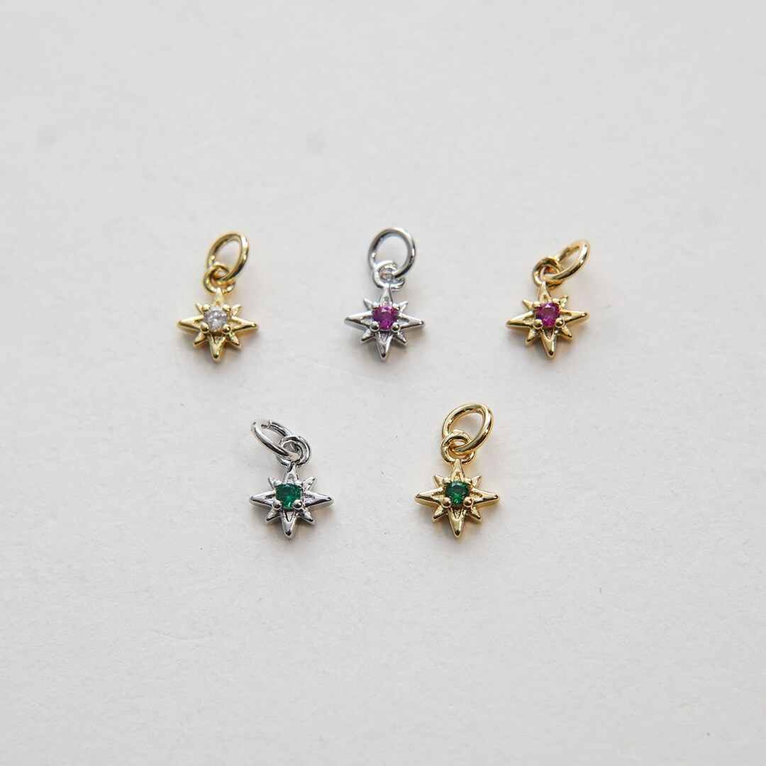 Gold Star Charms,18k Gold Filled Starburst Pendant,north Star Charm ...