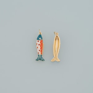 Gold Fish Charms,18k Gold Filled Fish Pendant,enamel Ocean Charm ...