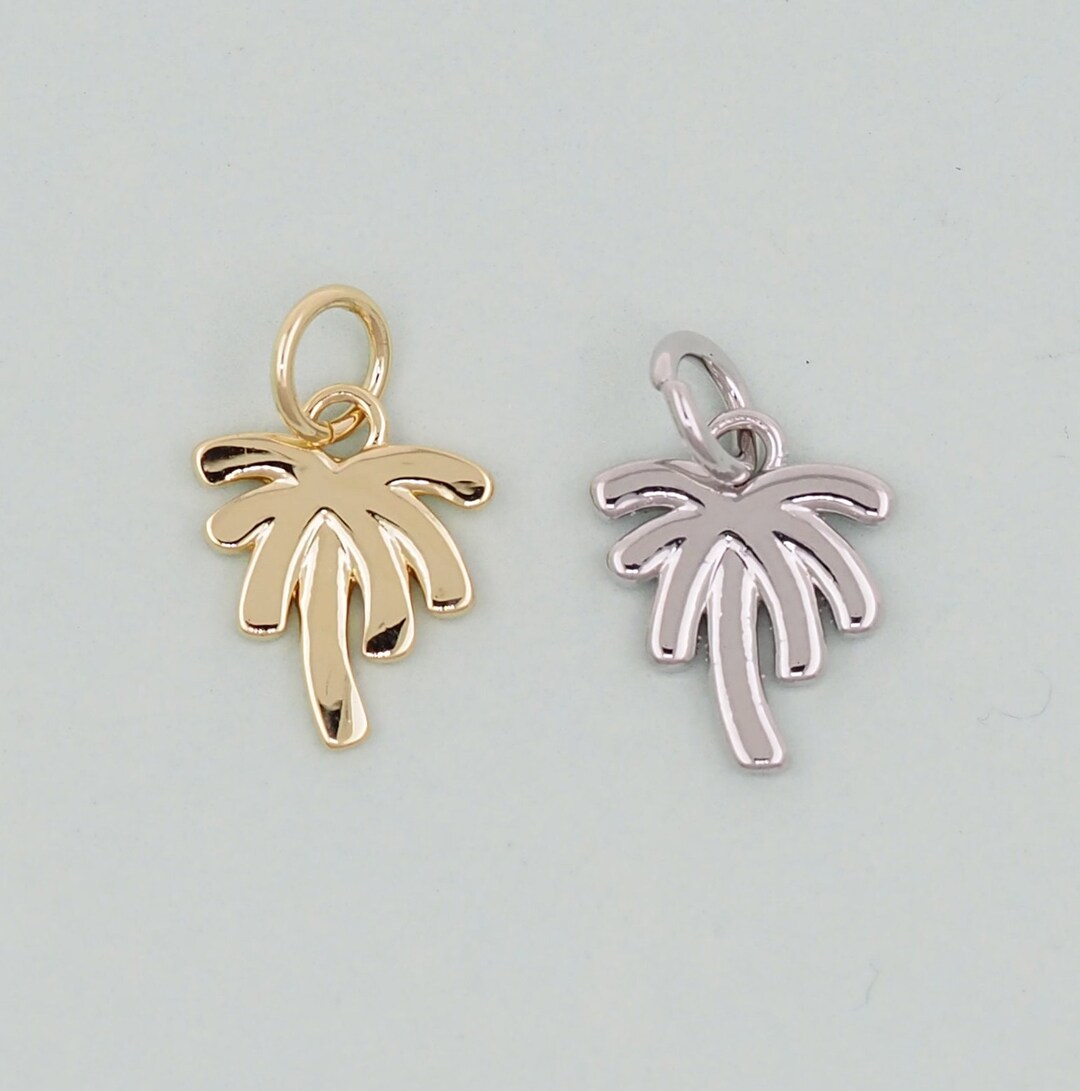 Gold Palm Tree Charms,18k Gold Filled Palm Tree Pendant,silver Coconut ...