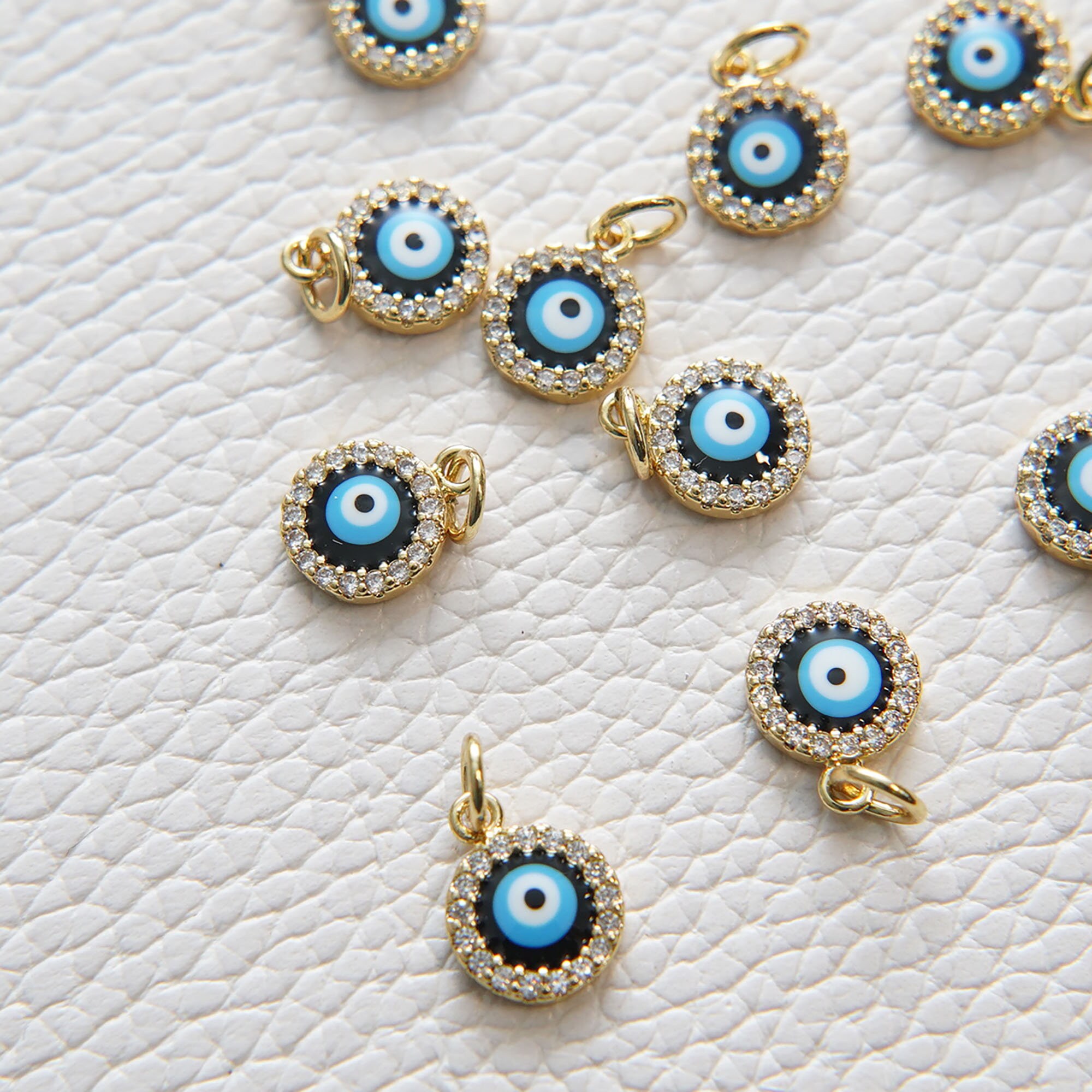 Gold Tiny Blue Evil Eye Charms,18k Gold Filled Evil Eye Pendant,evil ...