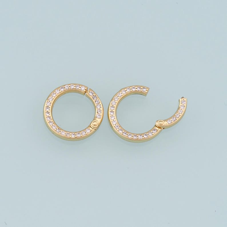 18K Gold Filled Round Carabiner Clasp,cz Carabiner Lock Connector ...