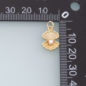 Gold Pearl Shell Charms,18k Gold Filled Shell Pendant,cz Micro Pave ...