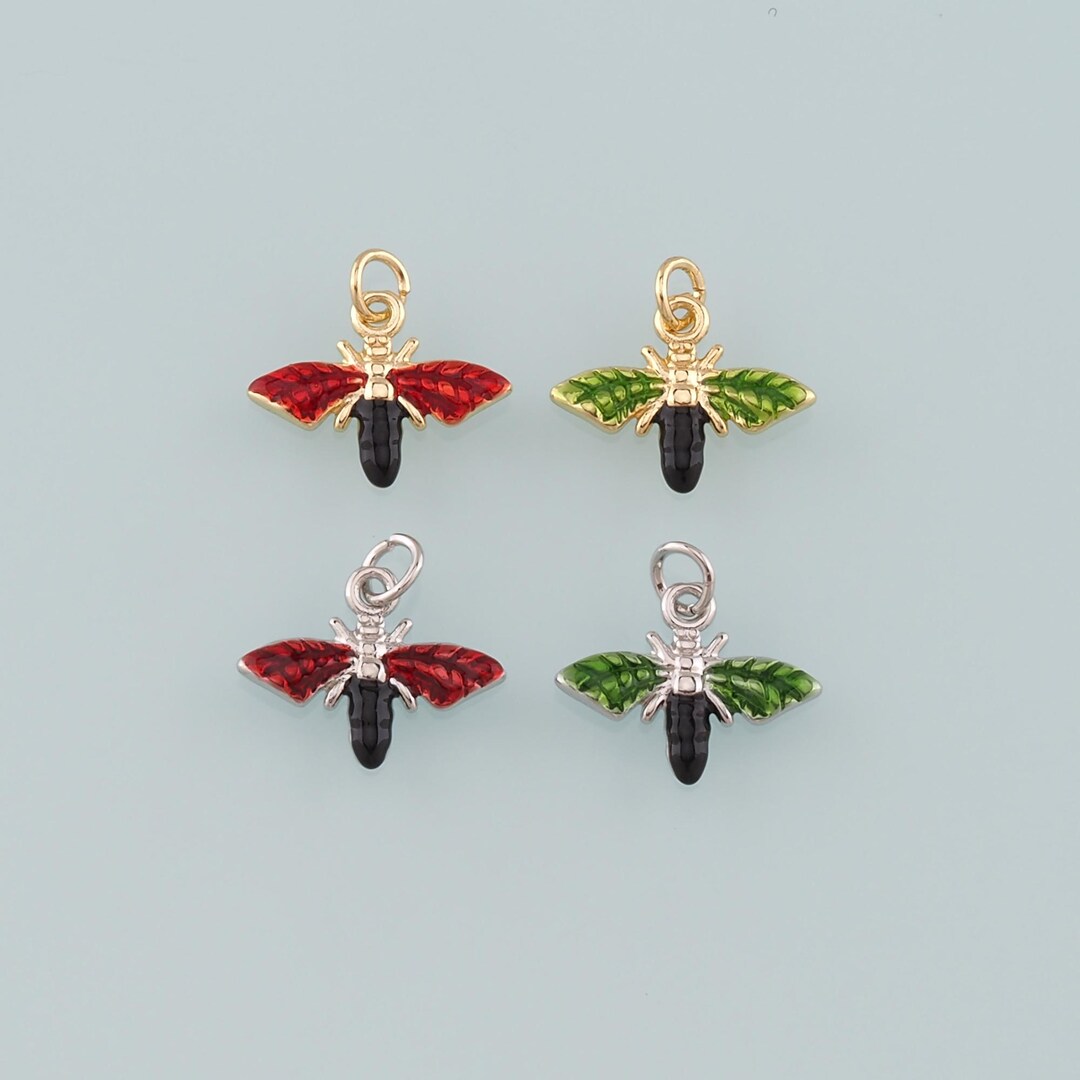 Gold Insect Charms,18k Gold Filled Bee Pendant,enamel Bee Charm ...