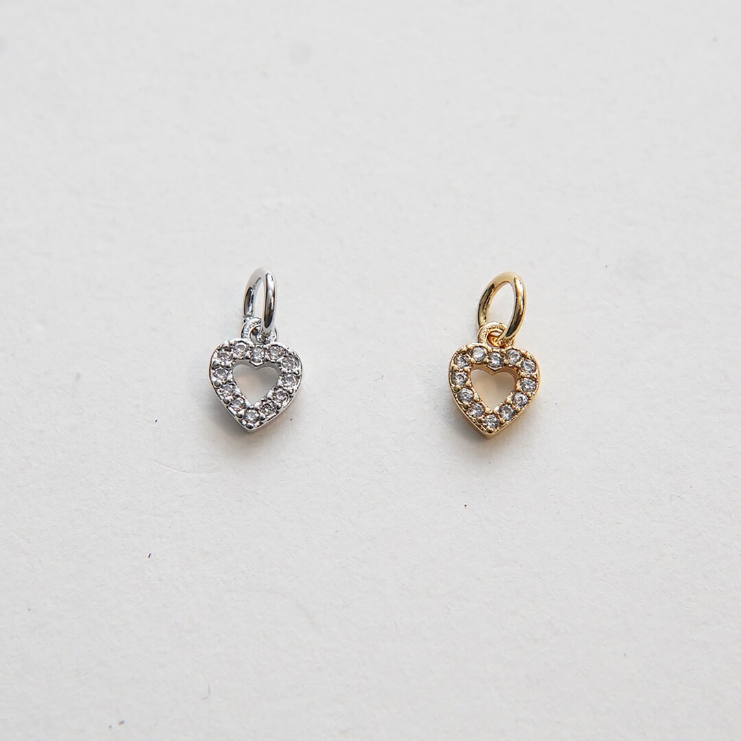 Gold Tiny Heart Charms,18k Gold Filled Heart Pendant,cz Micro Pave ...
