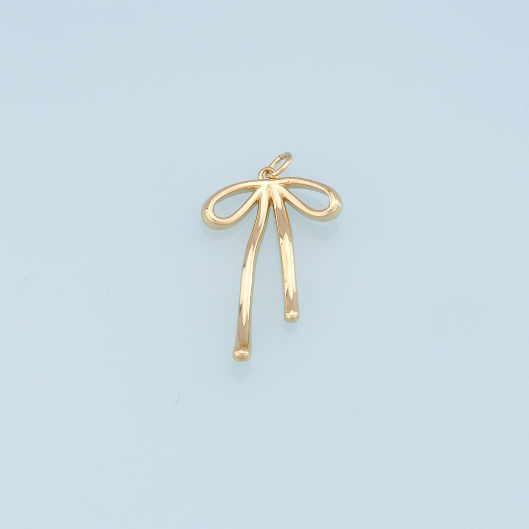 Gold Bow Charms,18k Gold Filled Bow Pendant,bow Tie Charm Bracelet Necklace for DIY Jewelry ...