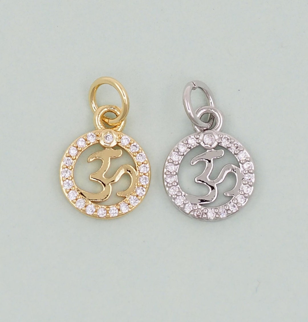 Gold Om Charms,18k Gold Filled OM Pendant,cz Yoga Charm Bracelet ...