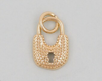 Gold Key Lock Charms,18k Gold Filled Key Pendant,cz Micro Pave Lock ...